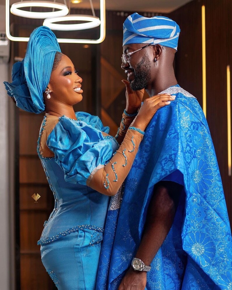 Couple African Outfit, African Couple Engagement Outfit,nigerian Gown ...