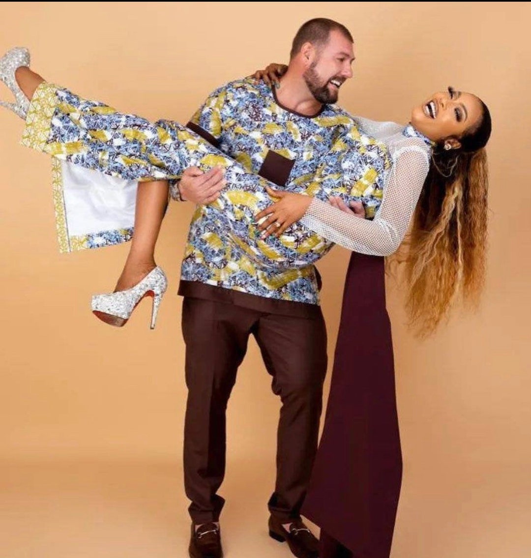 Couple African Outfit, African Couple Engagement Outfit,ankara Gown ...