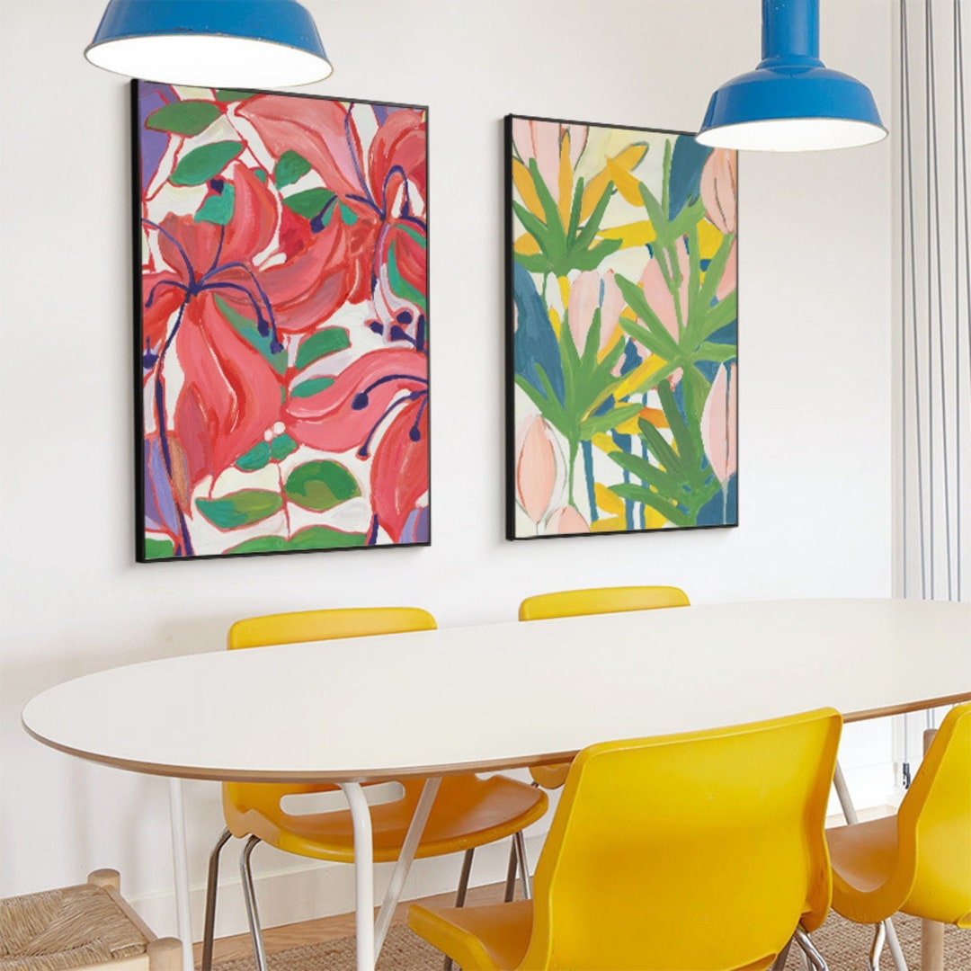 Bloemen verf op nummer rode en groene bloem verf op nummer kit ...