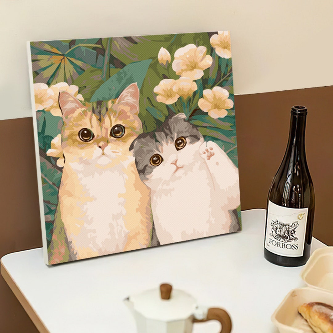 Cute Meow Paint by Number - Cat Paint by Number Kit Adult | DIY Oil ...