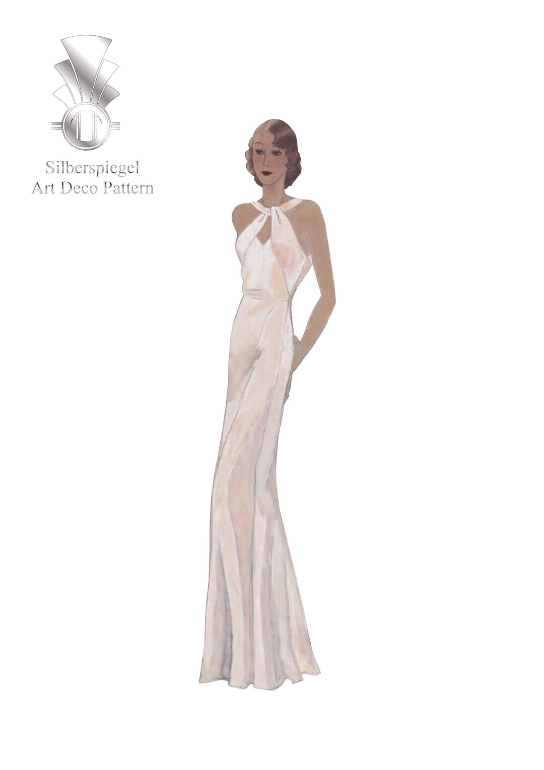 Vintage Pattern 30s - Art Deco Gown - Formal 30s Dress - off Shoulder ...