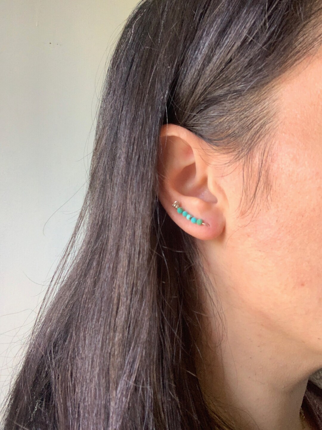 Turquoise Ear Climber, Boho Handmade Turquoise Earring, Minimal ...