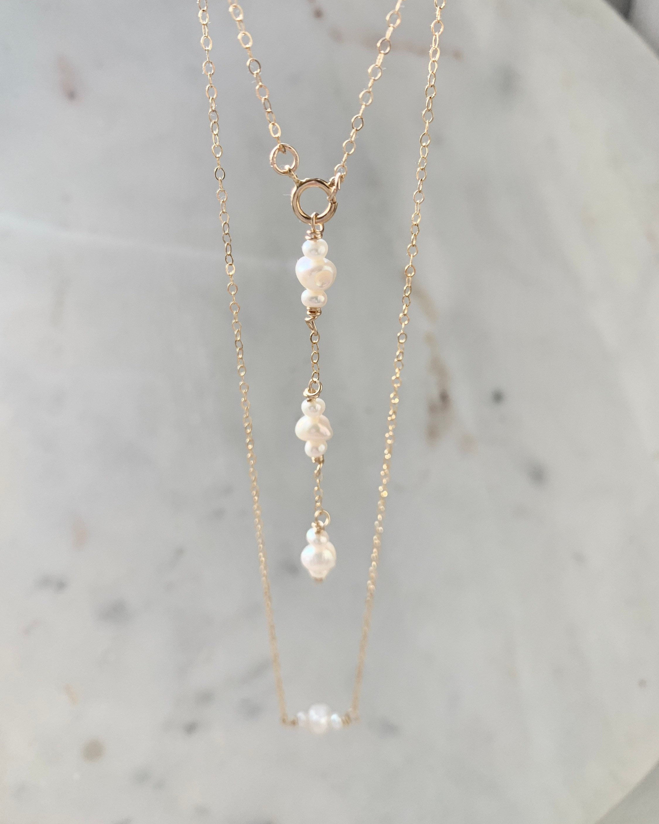 Pearl Back Drop Necklace Dainty Pearl Necklace Boho Bride Wedding ...