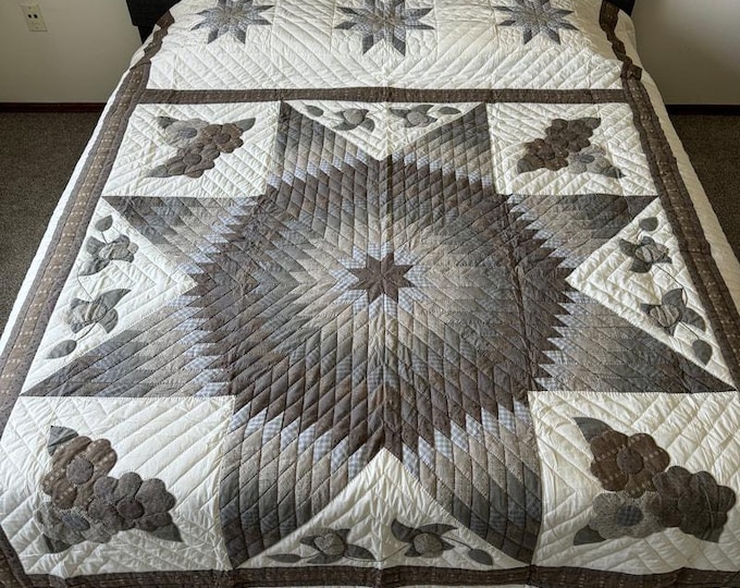 King Size, Feathered Star, Amish Quilt, Amish Handstitched Quilt ...