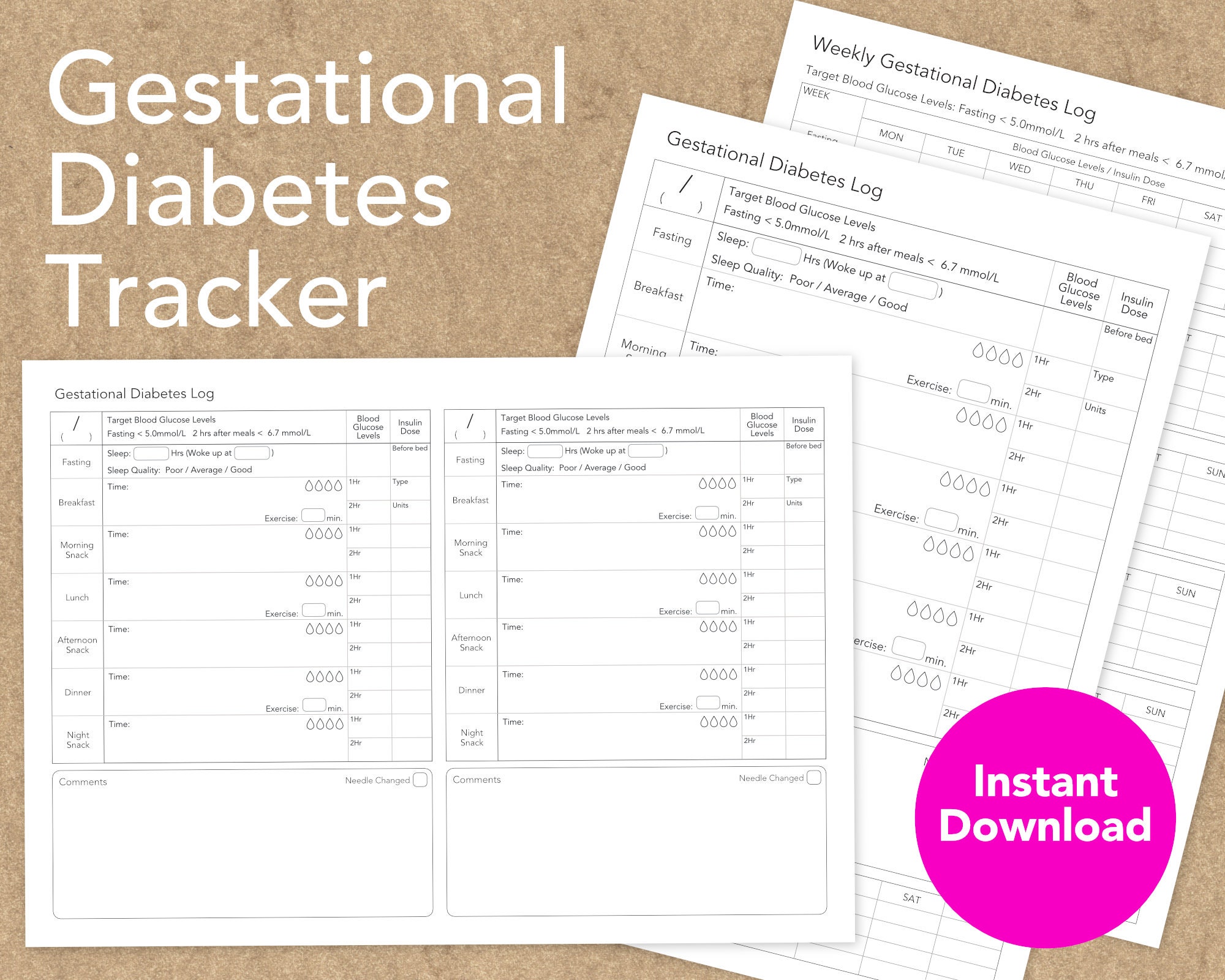 Gestational Diabetes Tracker, Blood Sugar Log, Pregnancy Glucose Level ...