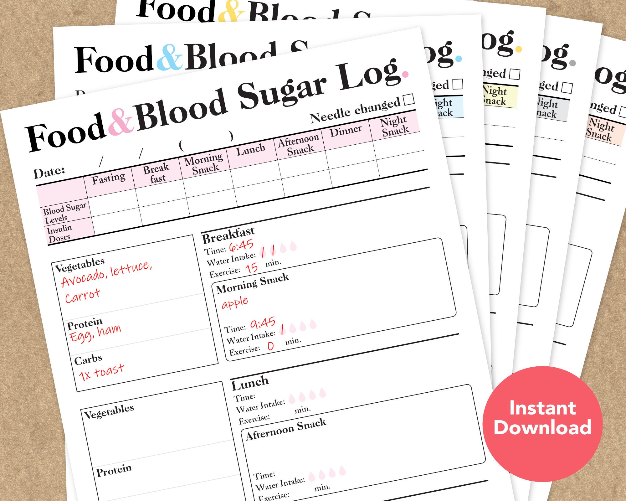 Detailed Food & Blood Sugar Log, Diabetes Glucose Level Tracker, Daily ...