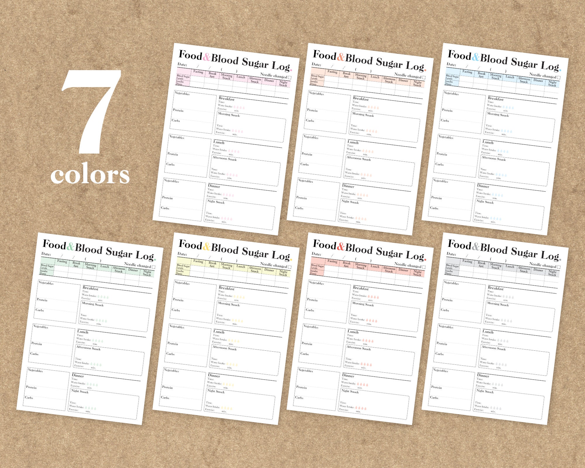 Detailed Food & Blood Sugar Log, Diabetes Glucose Level Tracker, Daily ...