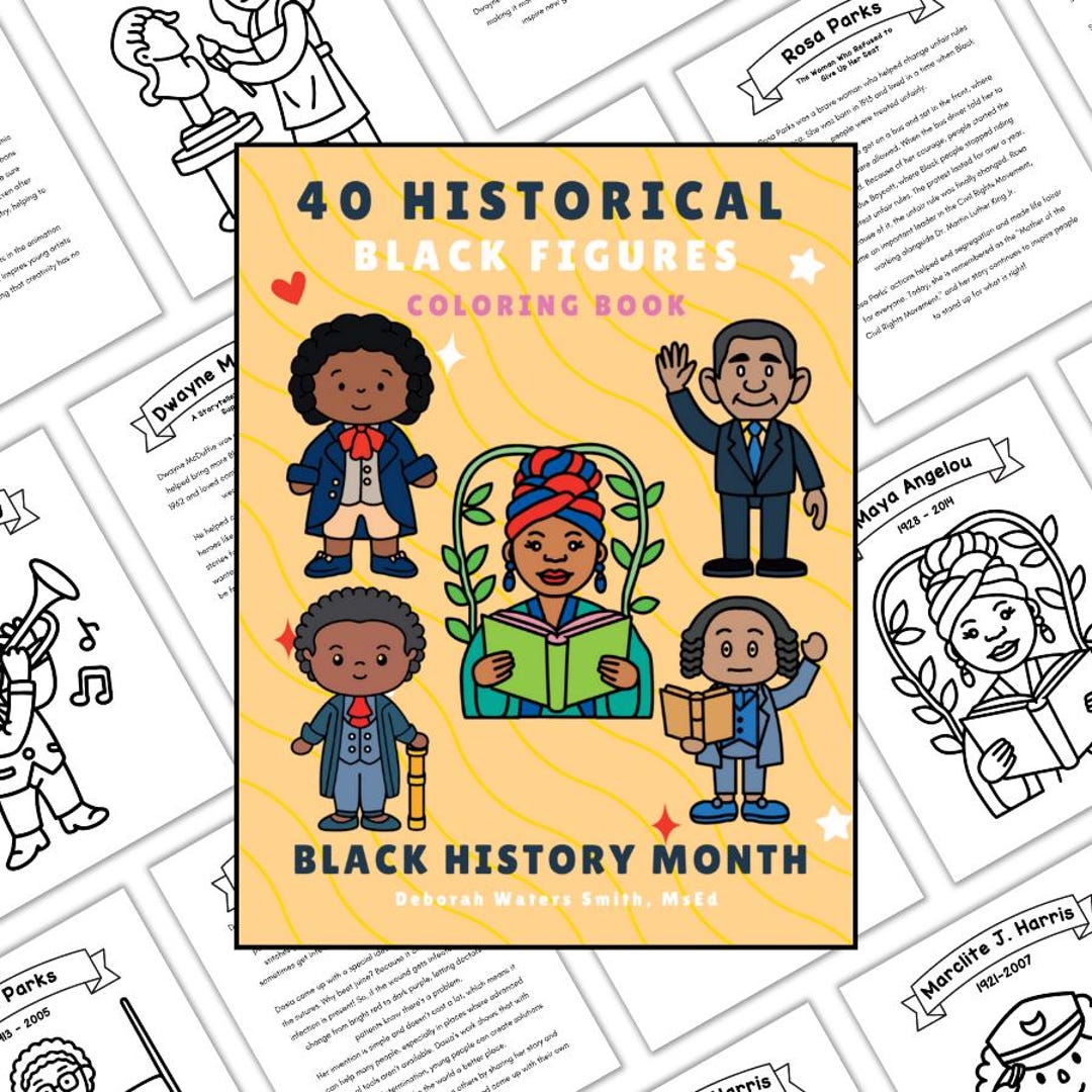 Black History Month Coloring Book | 40 Influential Figures With ...