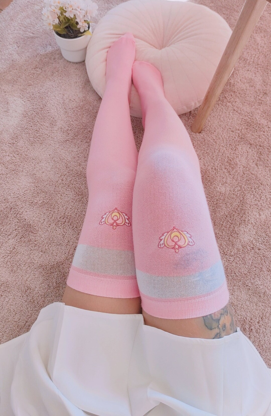 Magical Girl High Knee Socks Cosplay Casual Kawaii Anime Pink Etsy