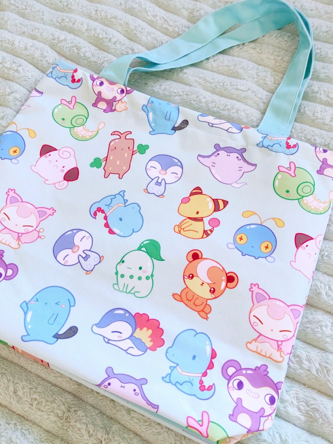 Kawaii Tiny Derpy Monsters Tote Bag Teal - Etsy