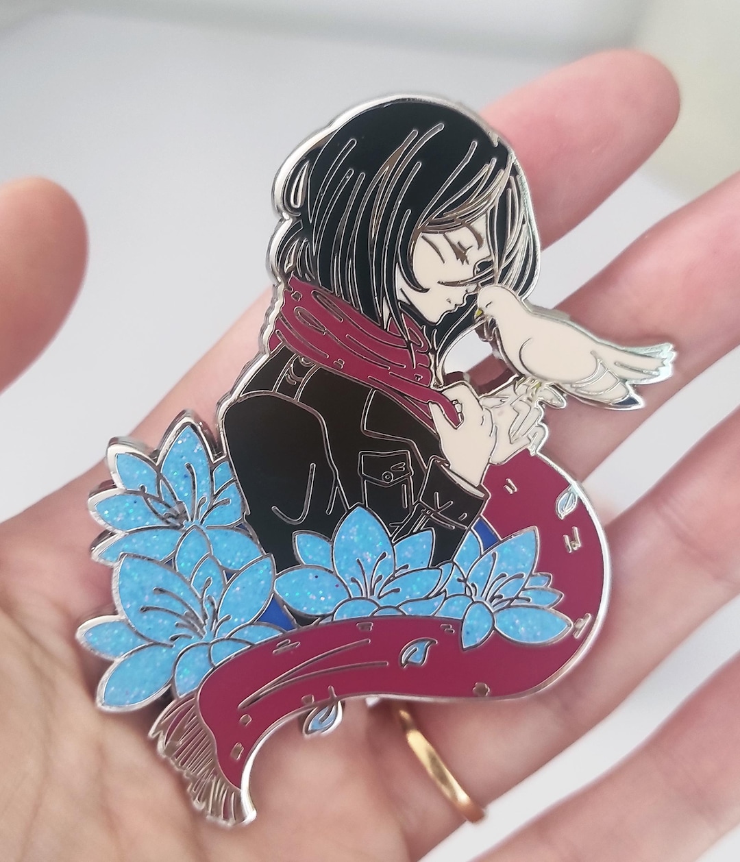 Red Scarf Girl - HARD ENAMEL PIN - Aot - Etsy