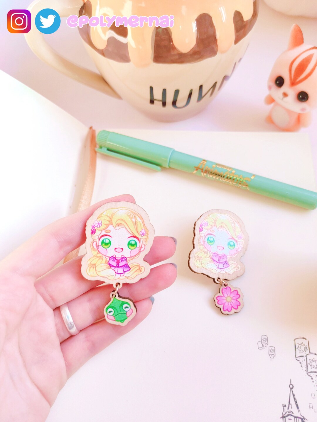 Tower Girl princesses Collection WOODEN PIN Cute Cartoon - Etsy