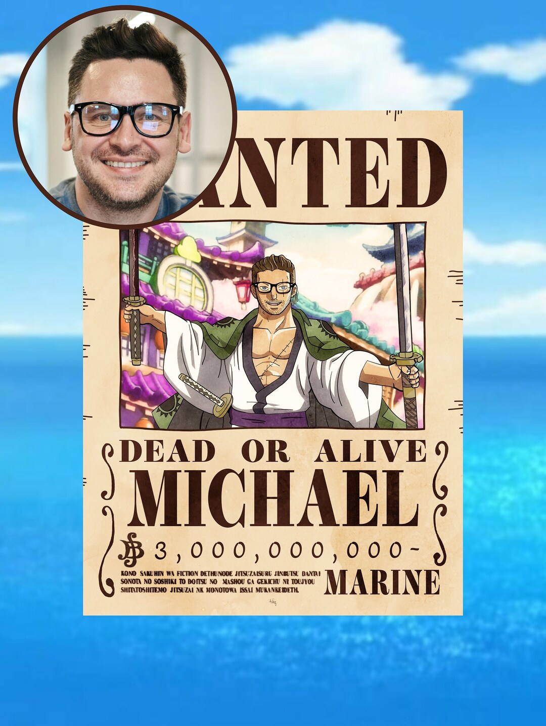 Personalized Wanted One Piece Portrait, Luffy, Zoro, Pirate, Manga ...