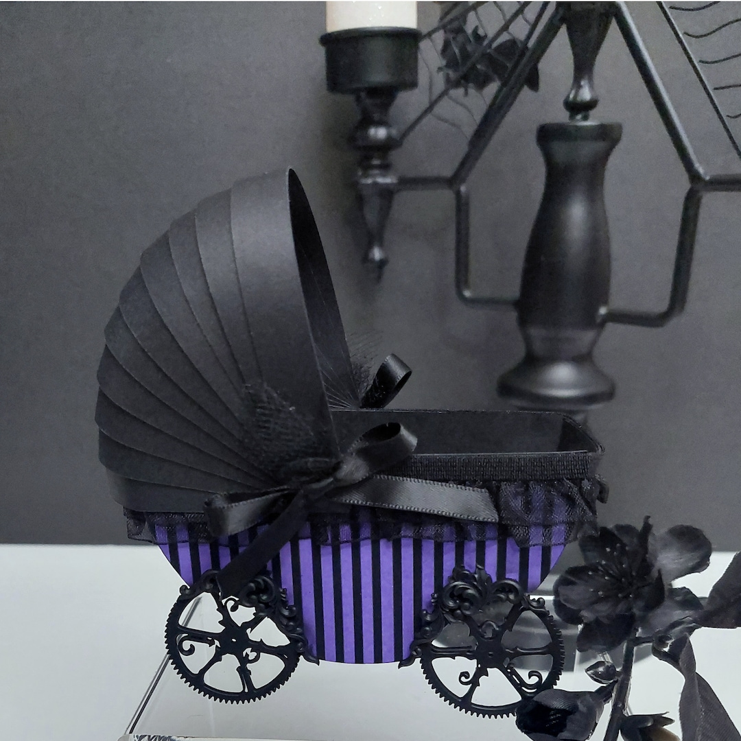 Gothic Black Victorian Stripes Small Baby Carriage Decoration ...