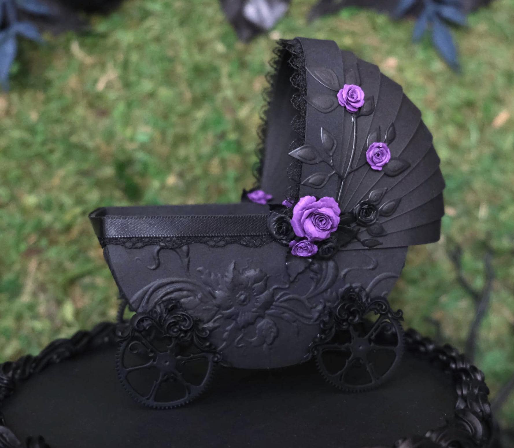 Gothic Baby Carriage Cake Topper Embossed, Lavender and Dark Purple ...