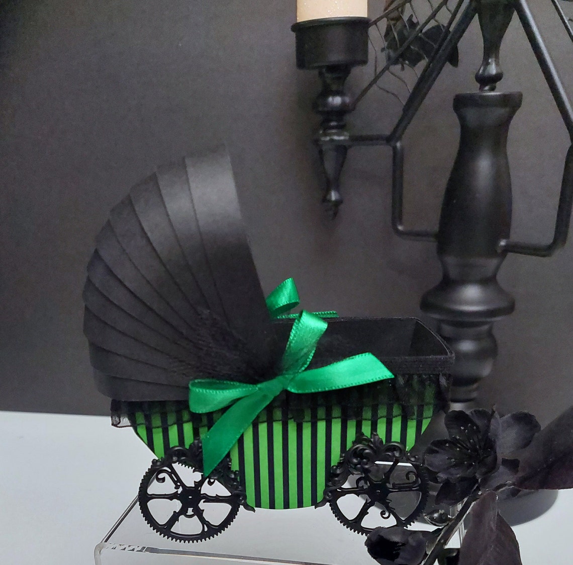 Gothic Black Victorian Stripes Small Baby Carriage Decoration ...
