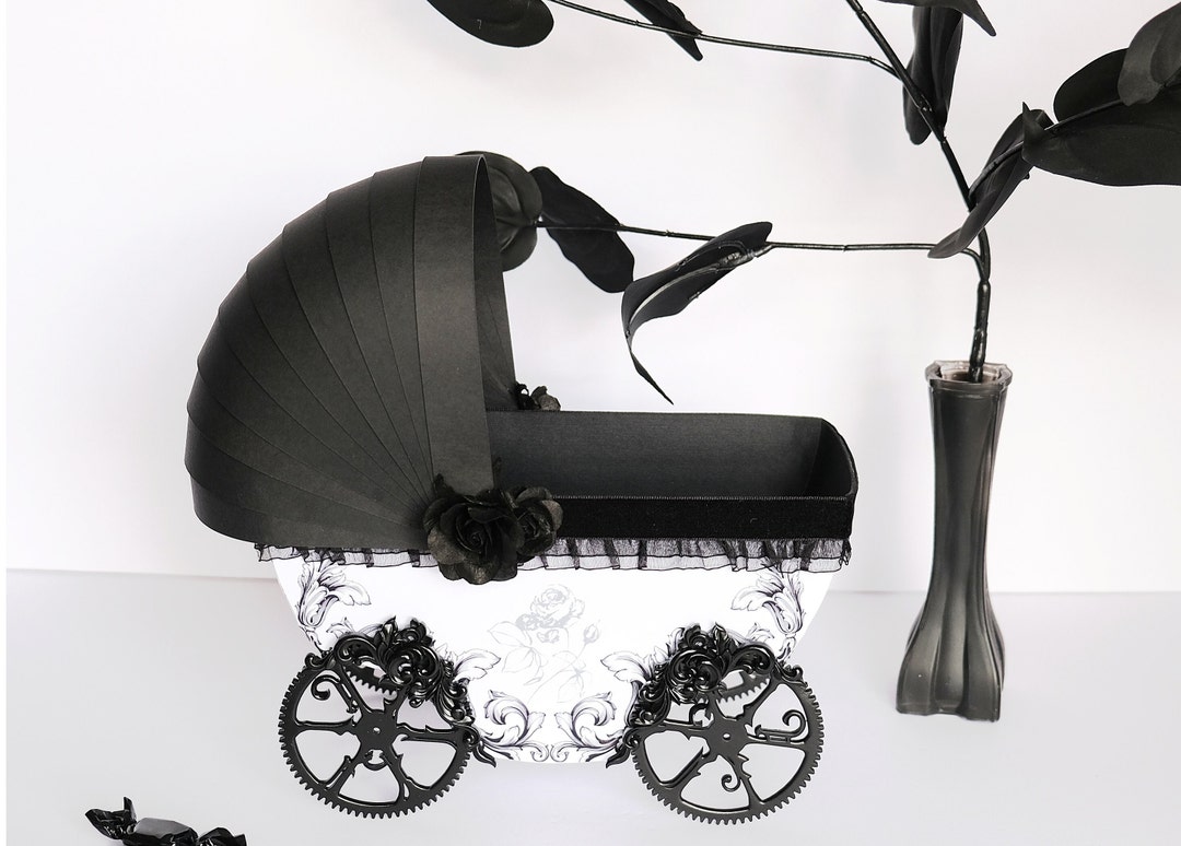 Black White Gothic Theme Baby Shower, Crested Victorian Large Baby ...