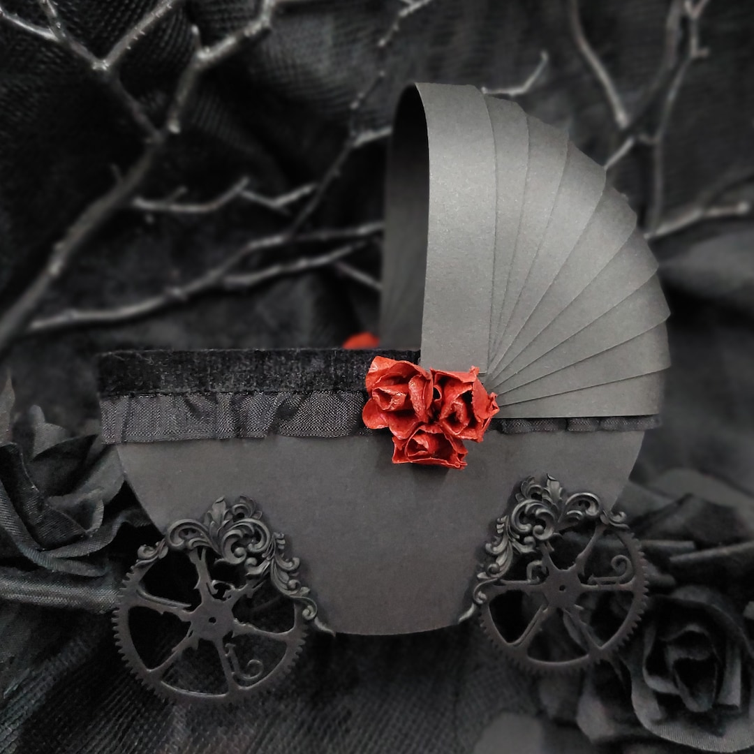 Gothic Baby Shower, Red Rose Victorian Small Baby Carriage Decoration ...