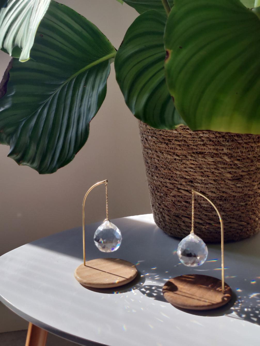 Tabletop Suncatcher PENDULUM : Crystal Rainbow Maker Made of Wood and ...