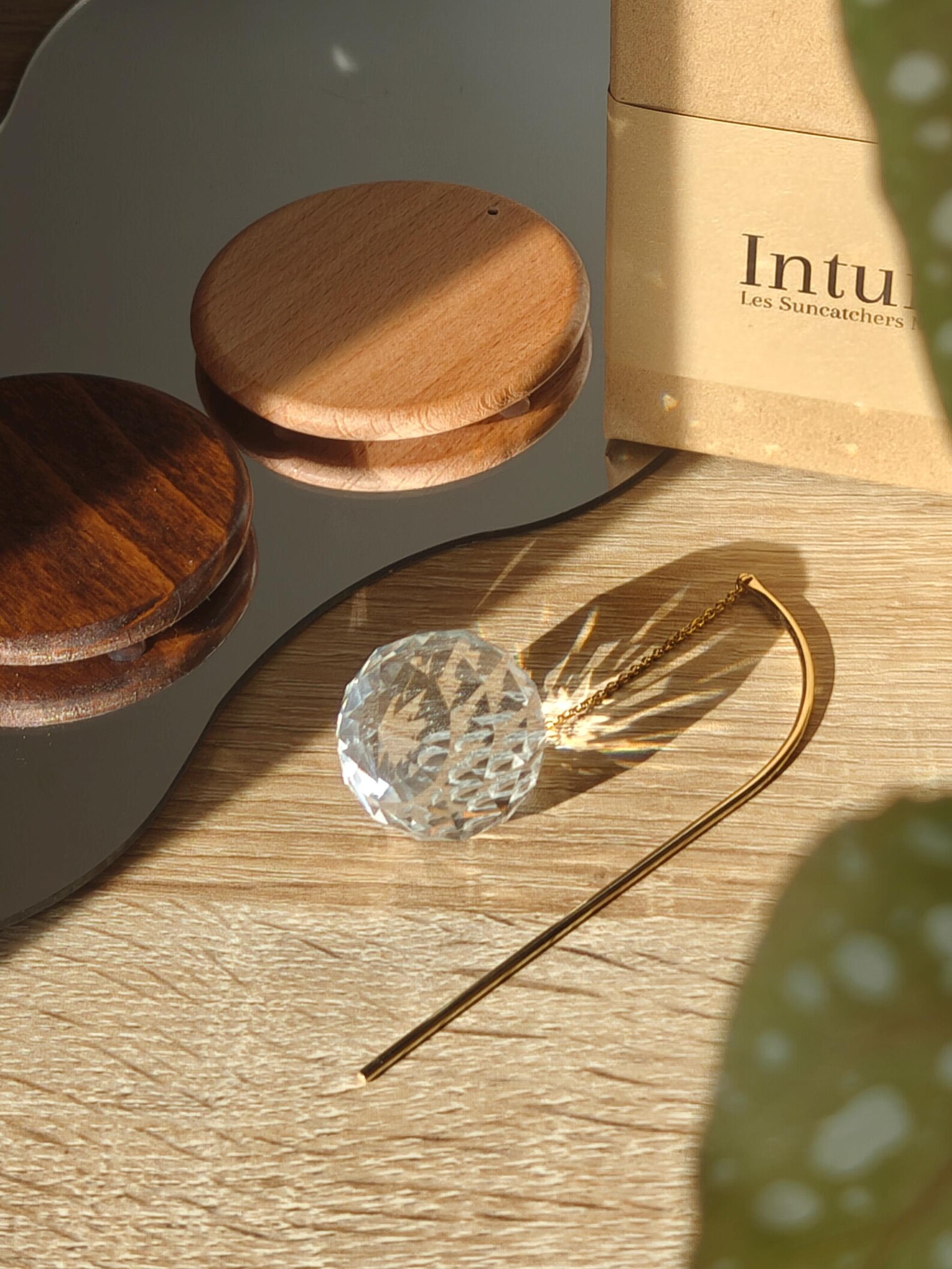 Tabletop Suncatcher PENDULUM : Crystal Rainbow Maker Made of Wood and ...