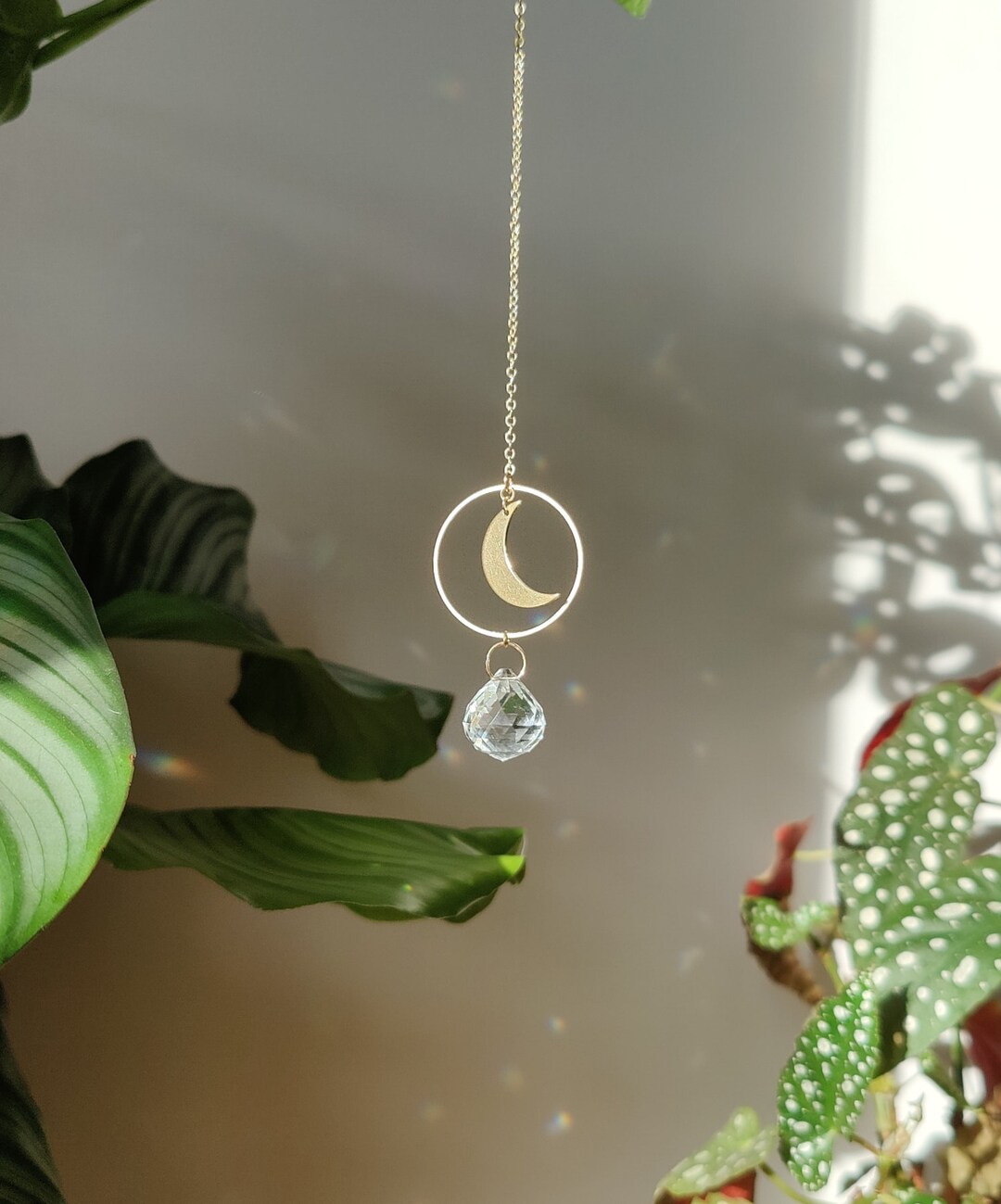 Mini ARTEMIS Suncatcher in Brass and Glass Crystal Boho Decoration ...