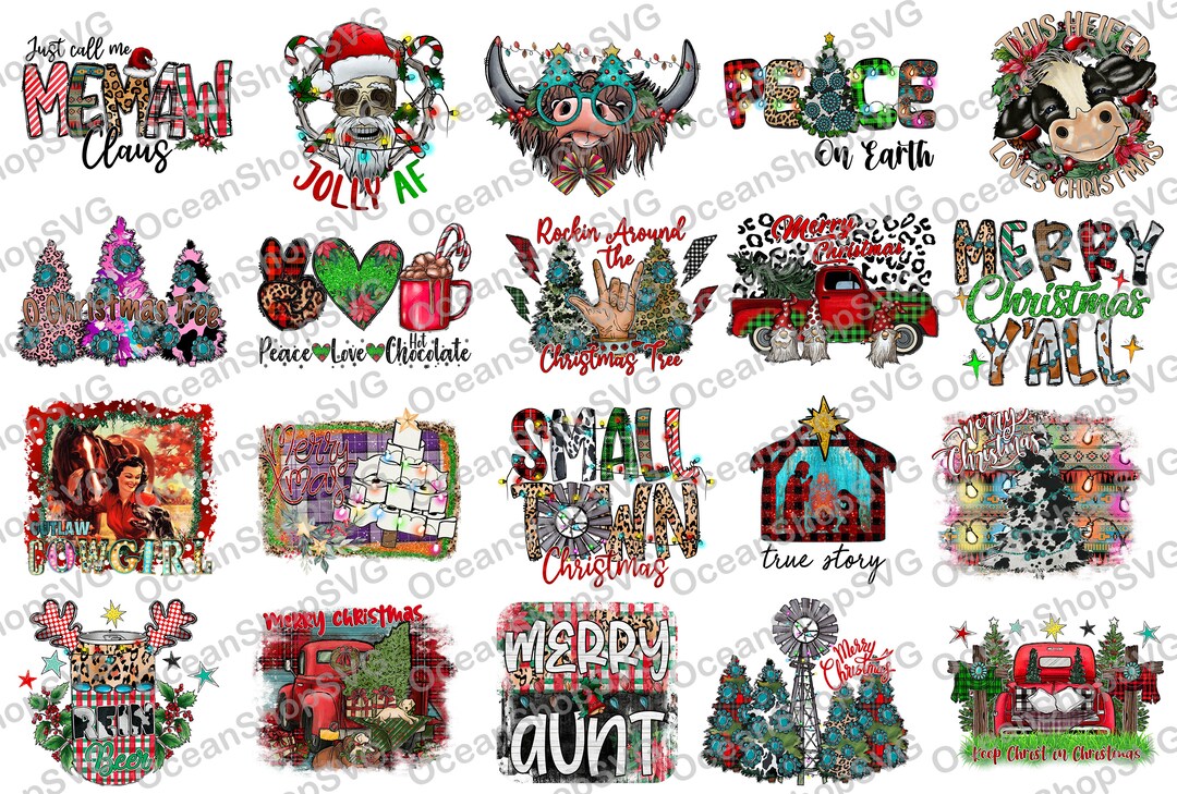 20 Christmas Sublimation Prints, Ready to Press Transfers, Sublimation ...
