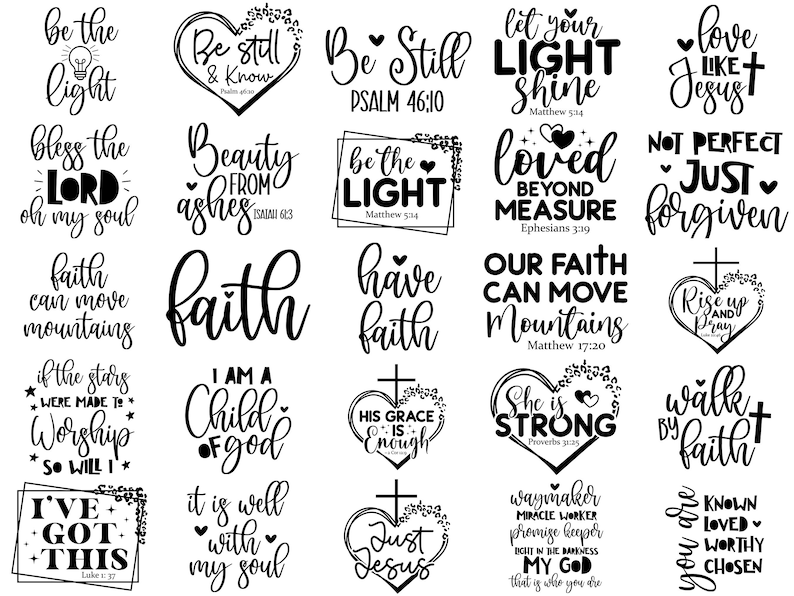 Christian Sublimation Transfers Bundle, Faith Ready to Press Prints, Religious Quote, Bible ...