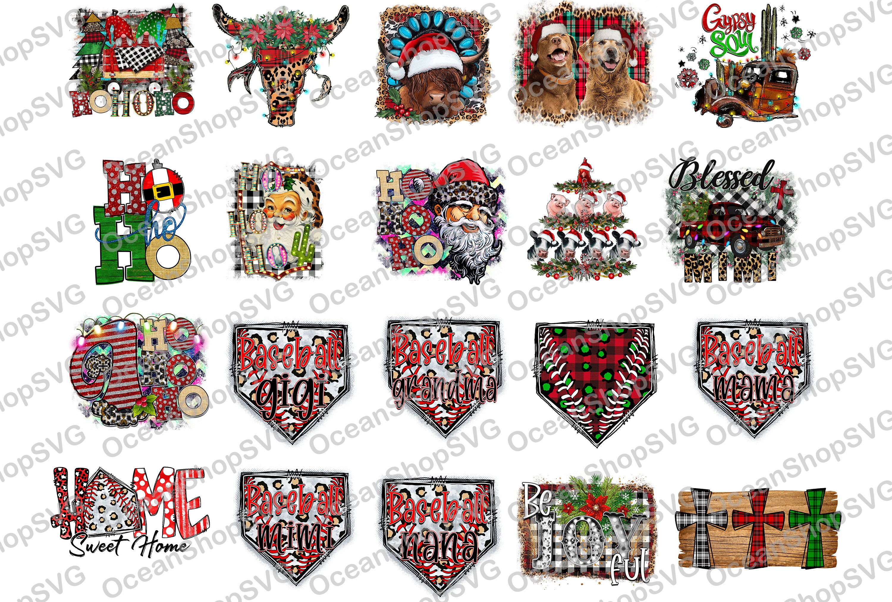 20 Christmas Sublimation Prints, Ready to Press Transfers, Sublimation ...