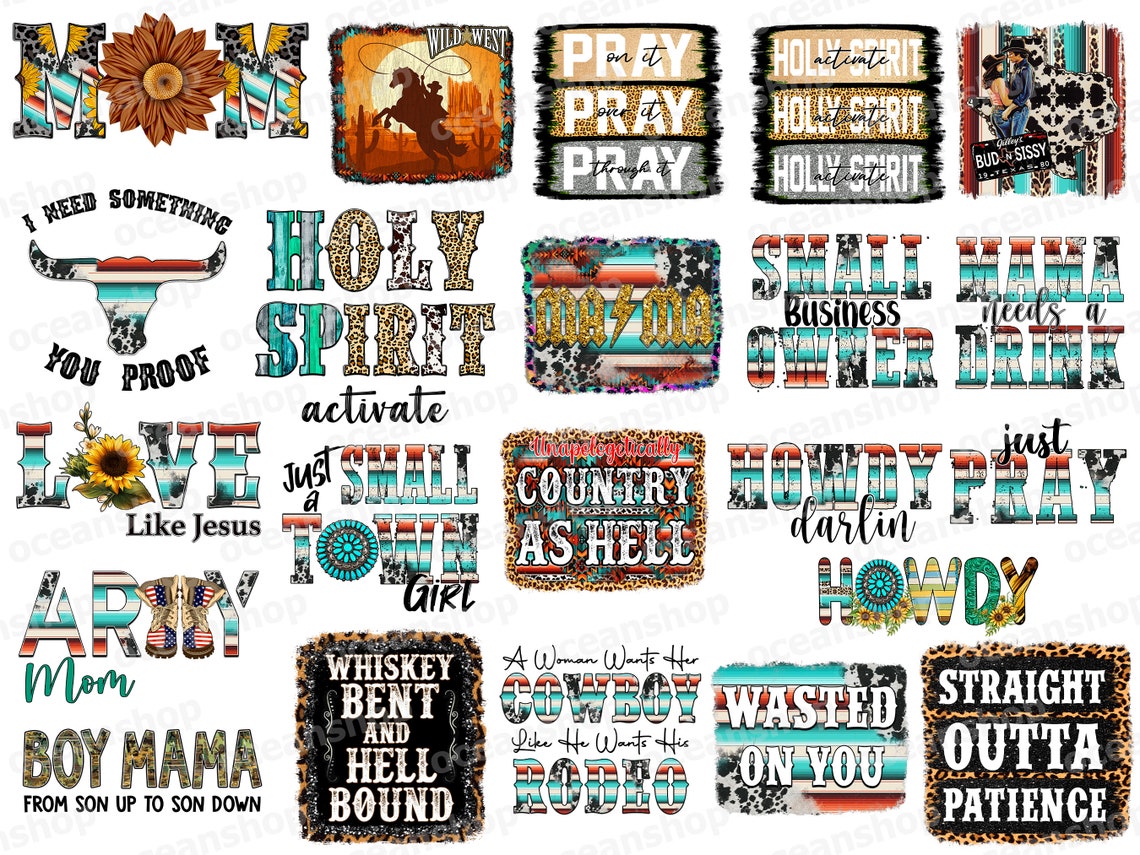 Western Sublimation Prints Ready to Press Transfers Bundle Christian ...