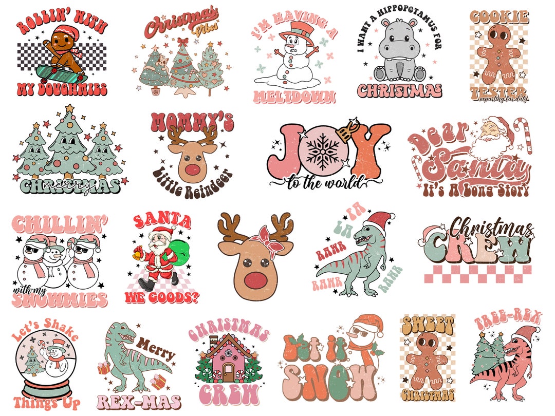 Retro Kid Christmas Sublimation Prints, Cute Retro Shirts Bundle, Ready ...
