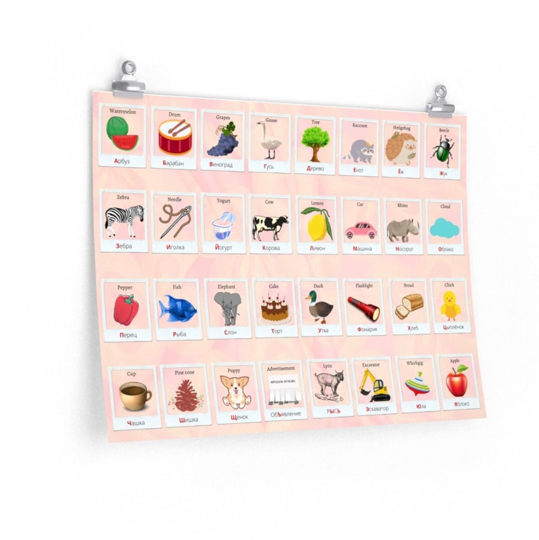Bilingual Russian Alphabet Poster Translated Laminated 18x24 in Updates ...