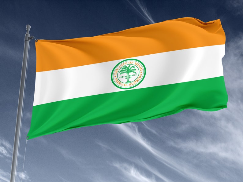 Miami, Florida Flag, Unique Design Print, Double Seams, Bright Colours ...