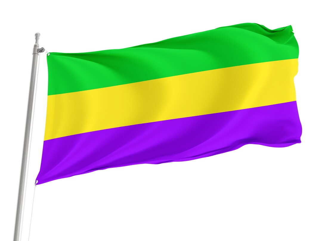 Rex Flag (mardi Gras Colors) With Brass Grommets, Unique Design Print ...
