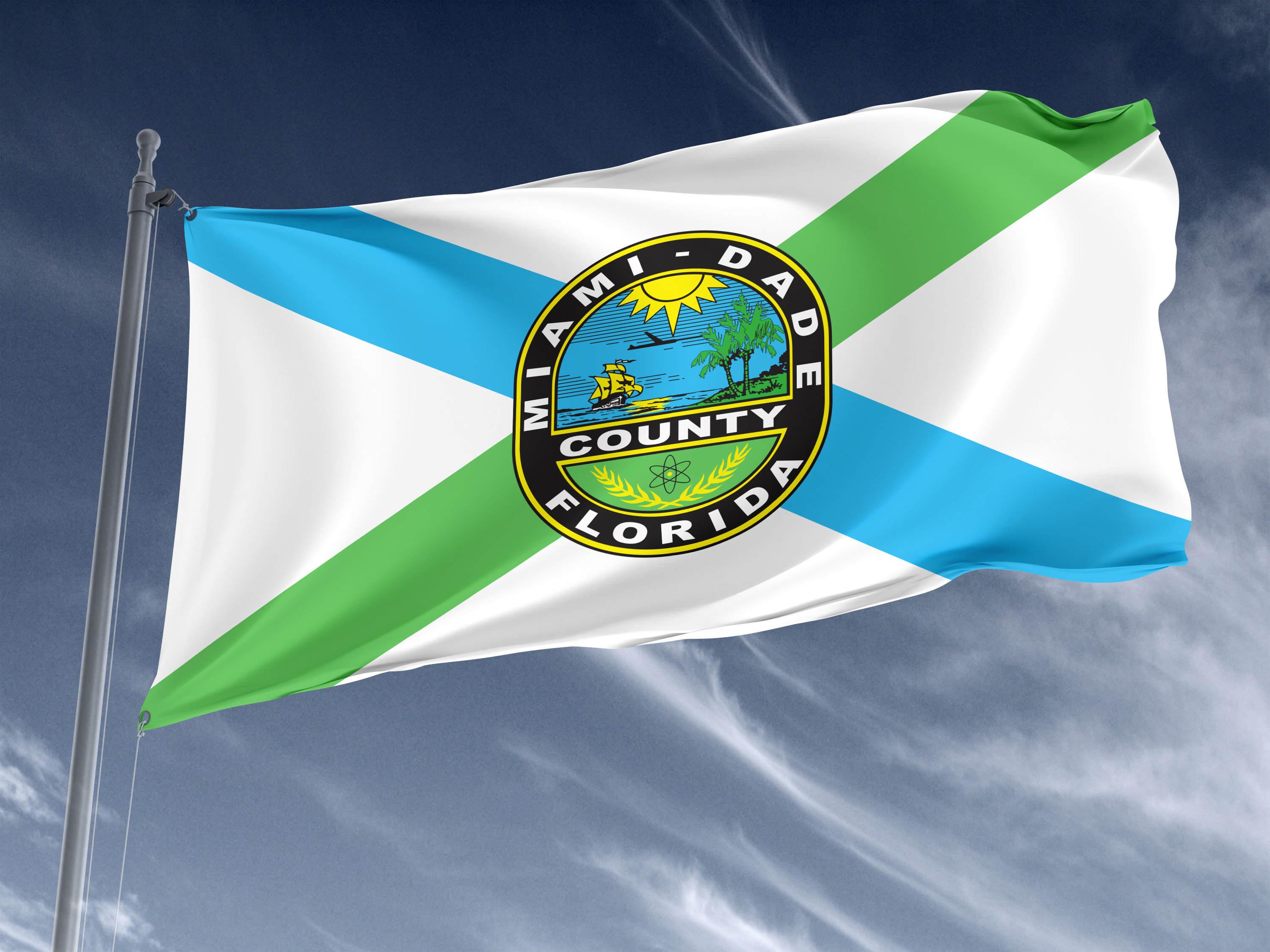Miami-dade County, Florida Flag, Unique Design Print, Double Seams ...