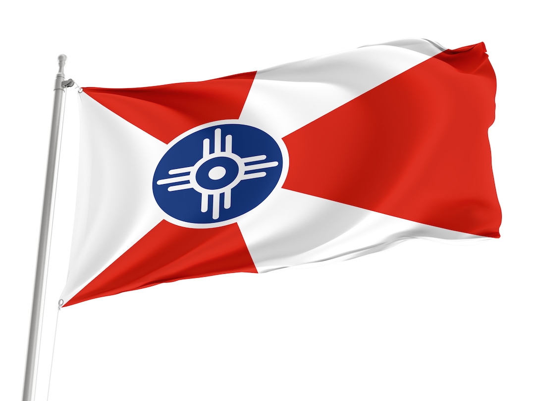 Wichita, Kansas Flag, Unique Design Print, Double Seams, Bright Colours ...
