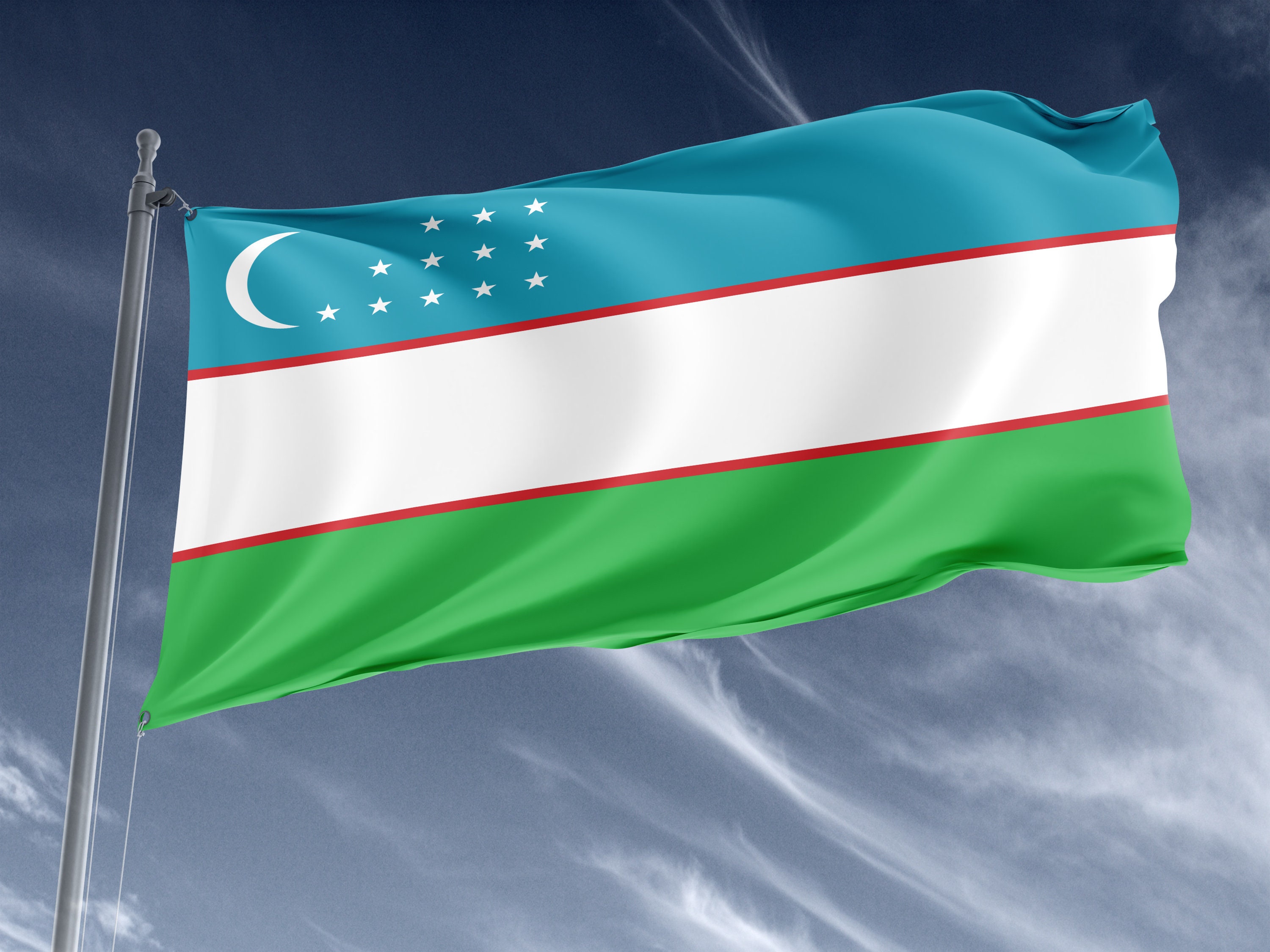 Flag of Uzbekistan, Patriotic Flags, Unique Design Print, Flags for ...