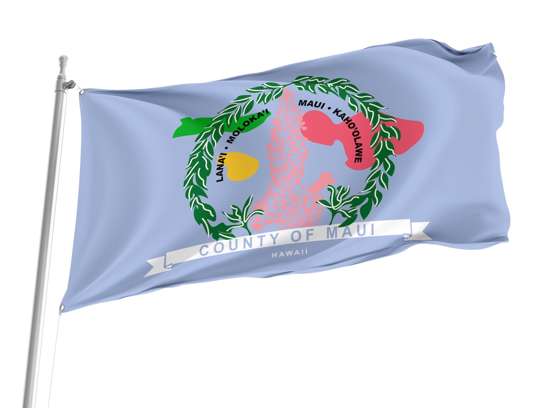 Maui County, Hawaii Flag, Unique Design Print, Double Seams, Bright ...