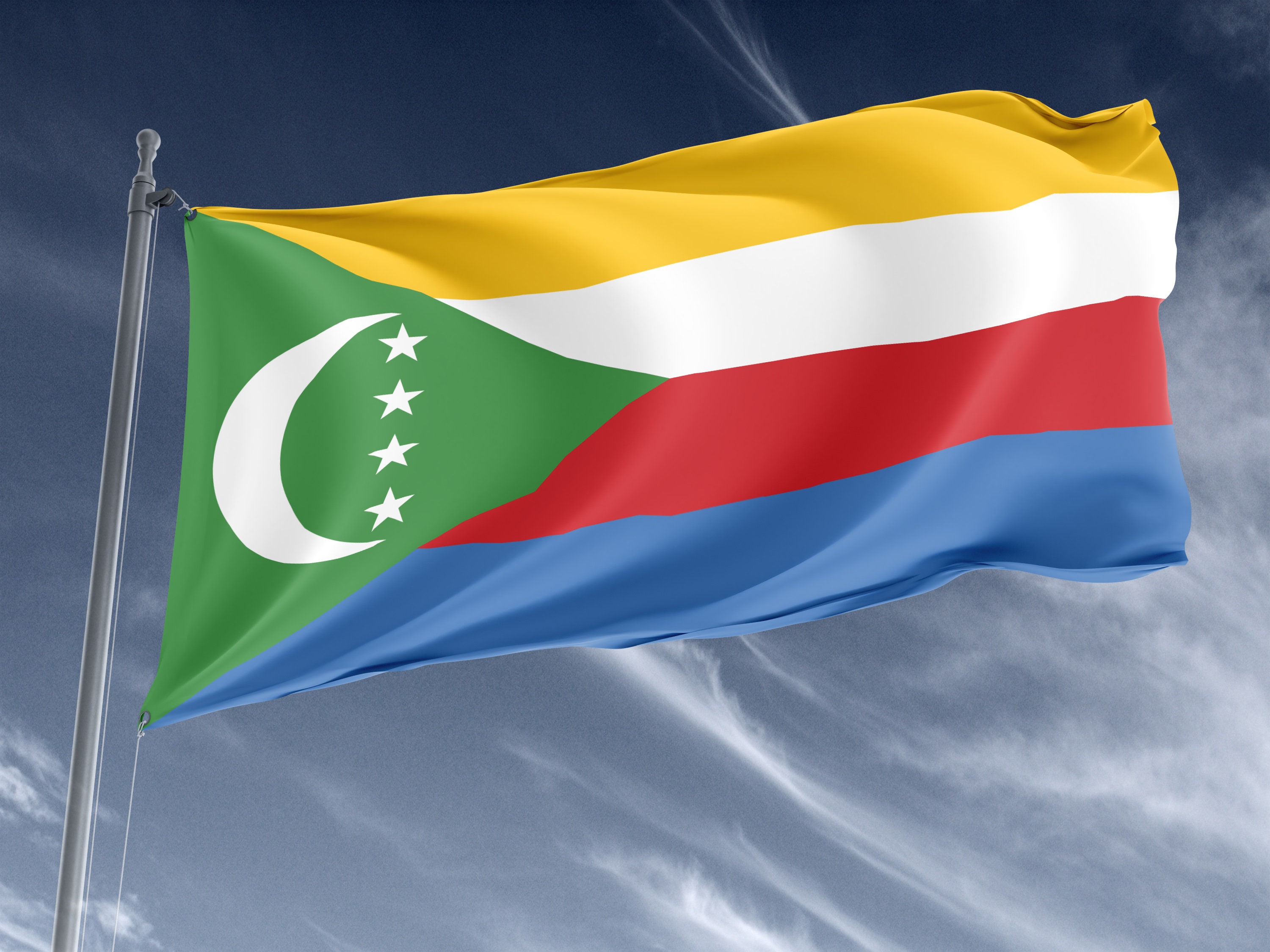 Flag of Comoros, Patriotic Flags, Unique Design Print, Flags for Indoor ...