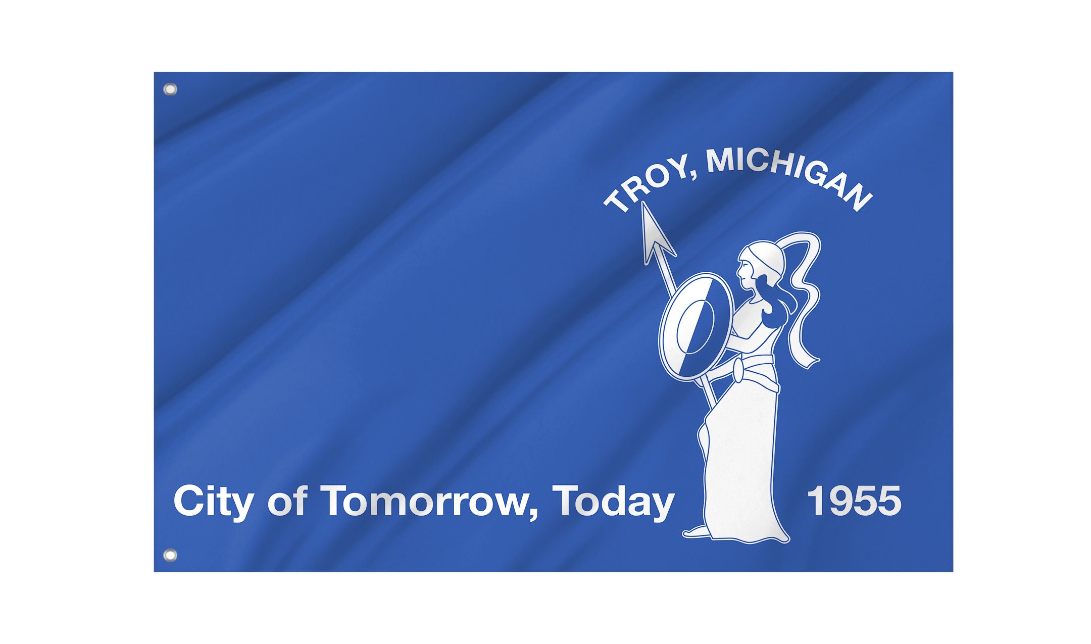 Troy, Michigan Flag, Unique Design Print, Double Seams, Bright Colours ...