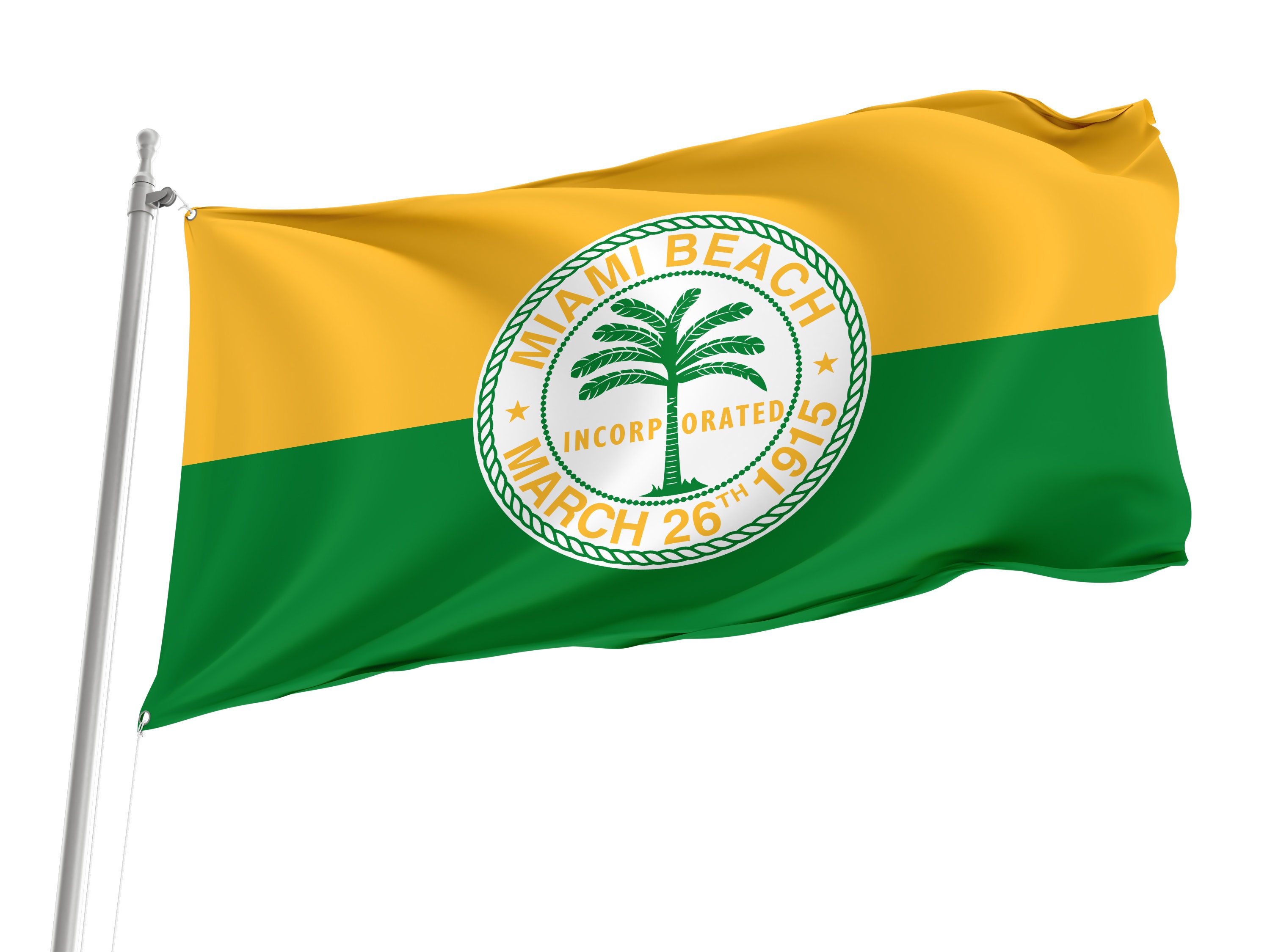 Miami Beach, Florida Flag, Unique Design Print, Double Seams, Bright ...