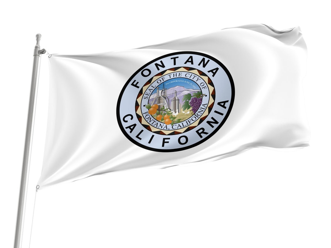 Fontana, California Flag, Unique Design Print, Double Seams, Bright ...