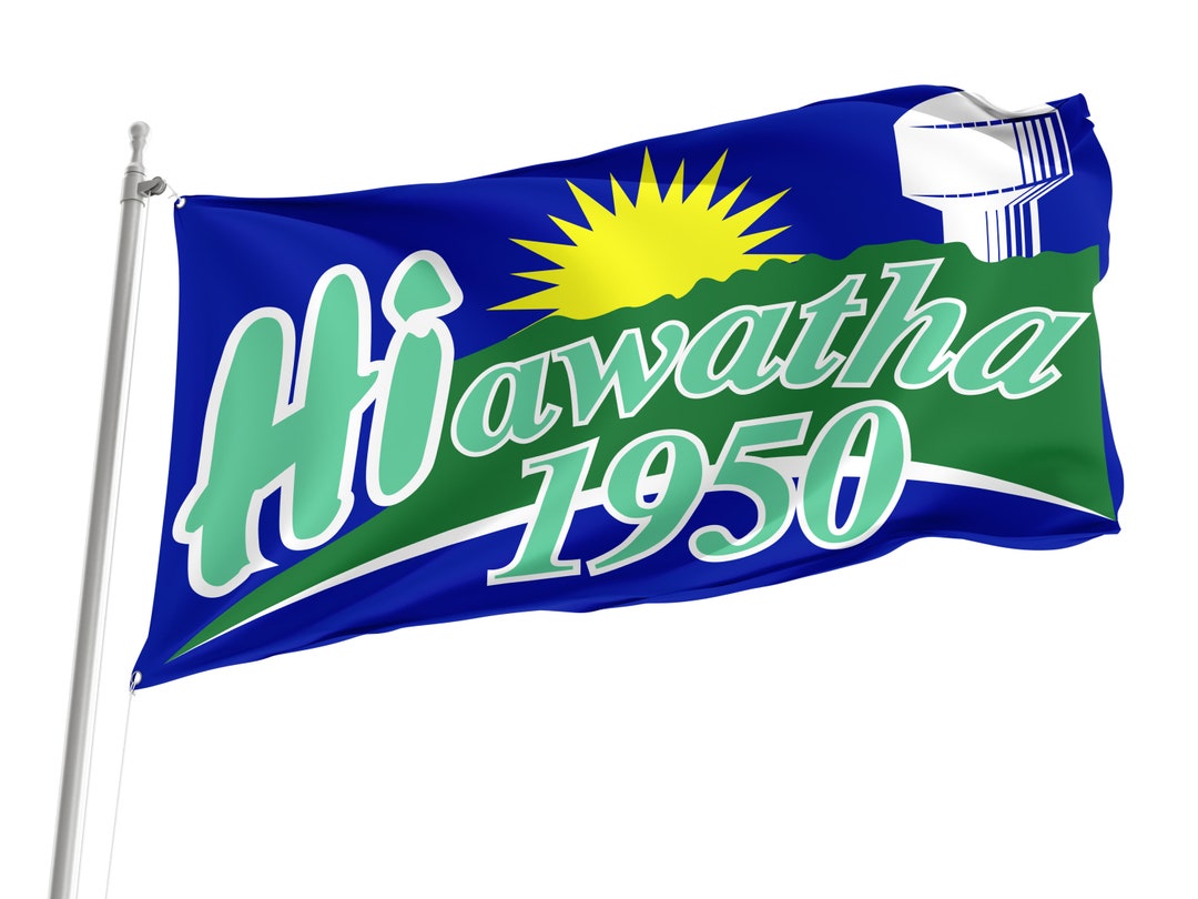 Hiawatha, Iowa Flag, Unique Design Print, Double Seams, Bright Colours ...