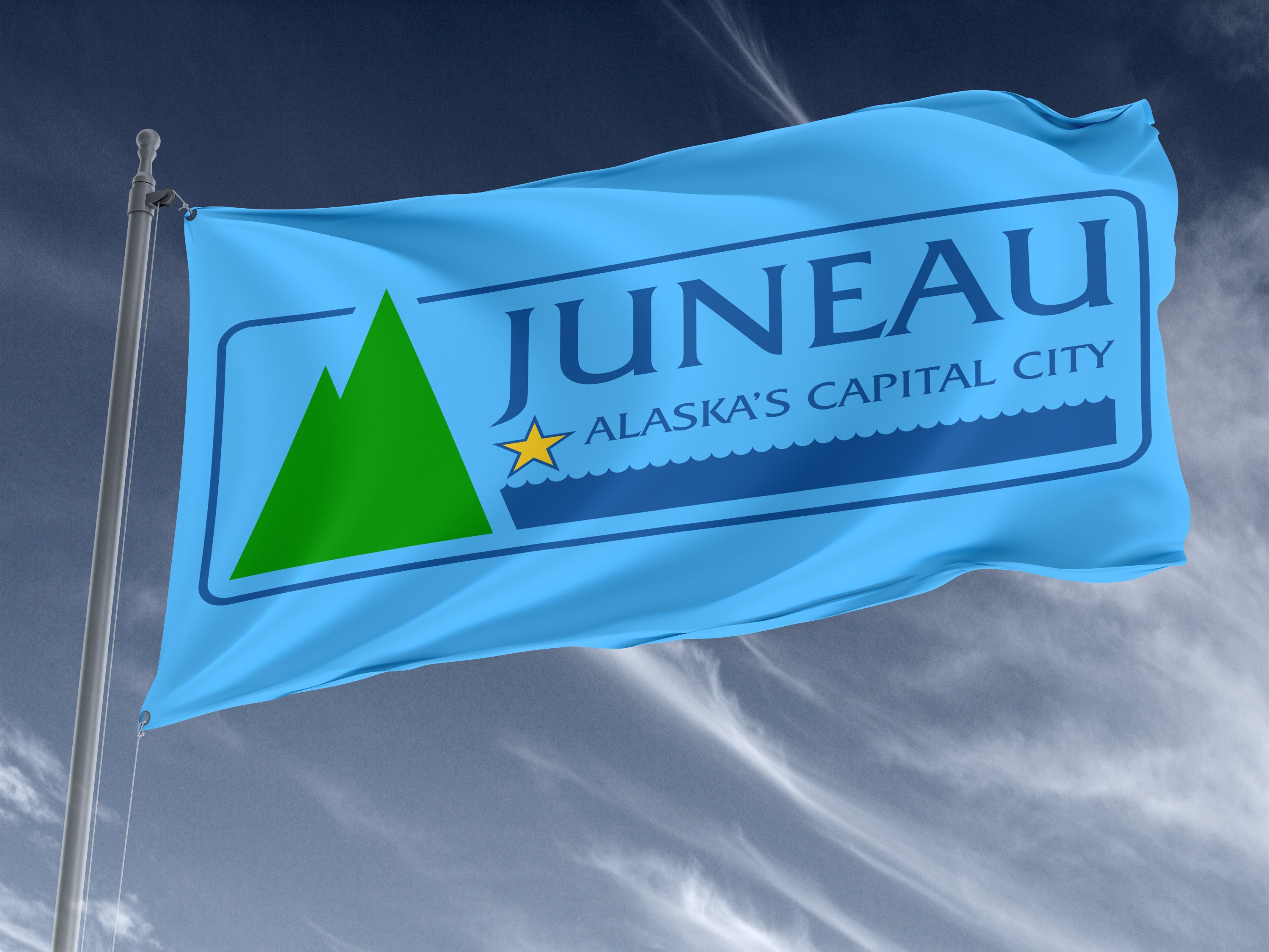Juneau, Alaska Flag, Unique Design Print, Double Seams, Bright Colours ...