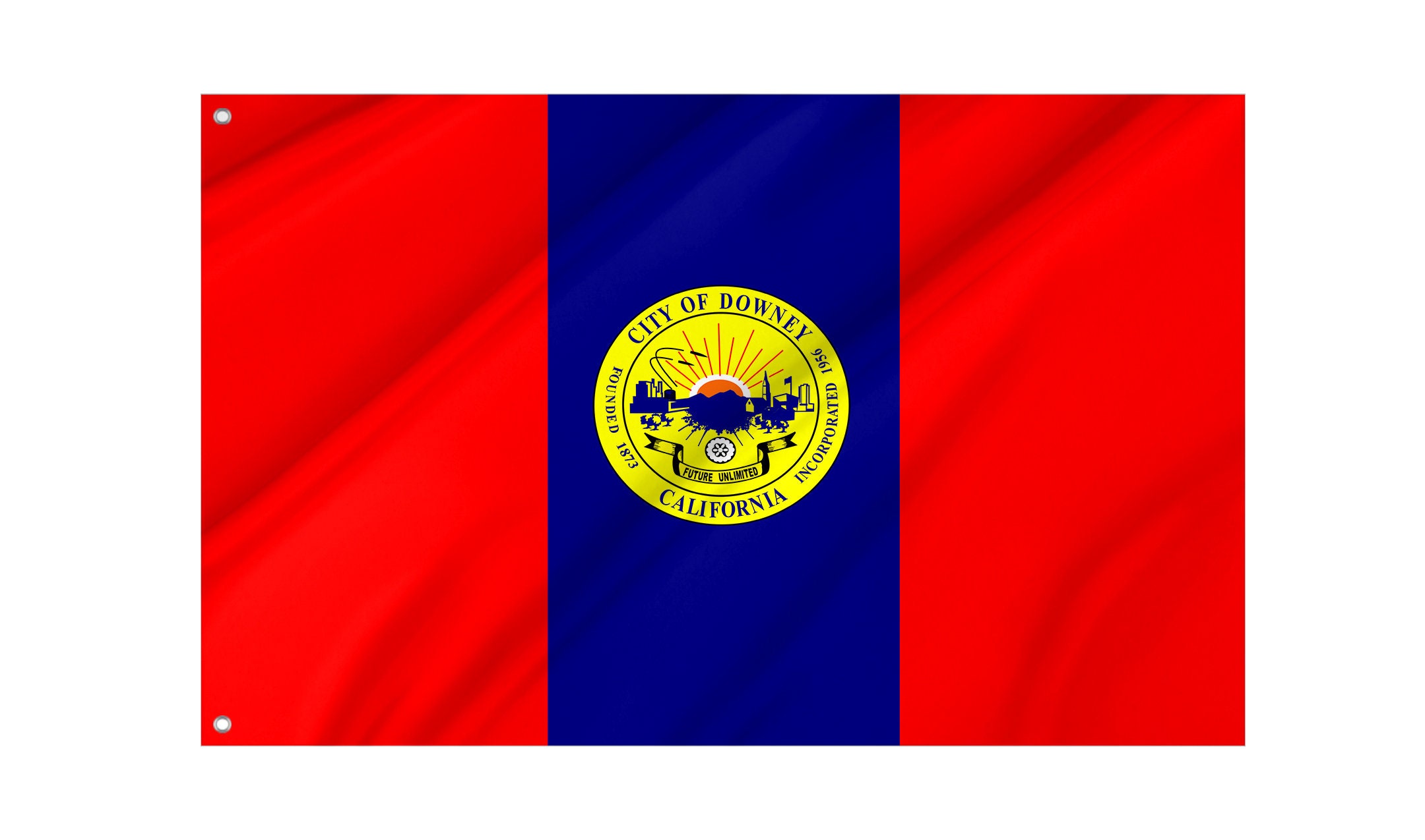 Downey, California Flag, Unique Design Print, Double Seams, Bright ...