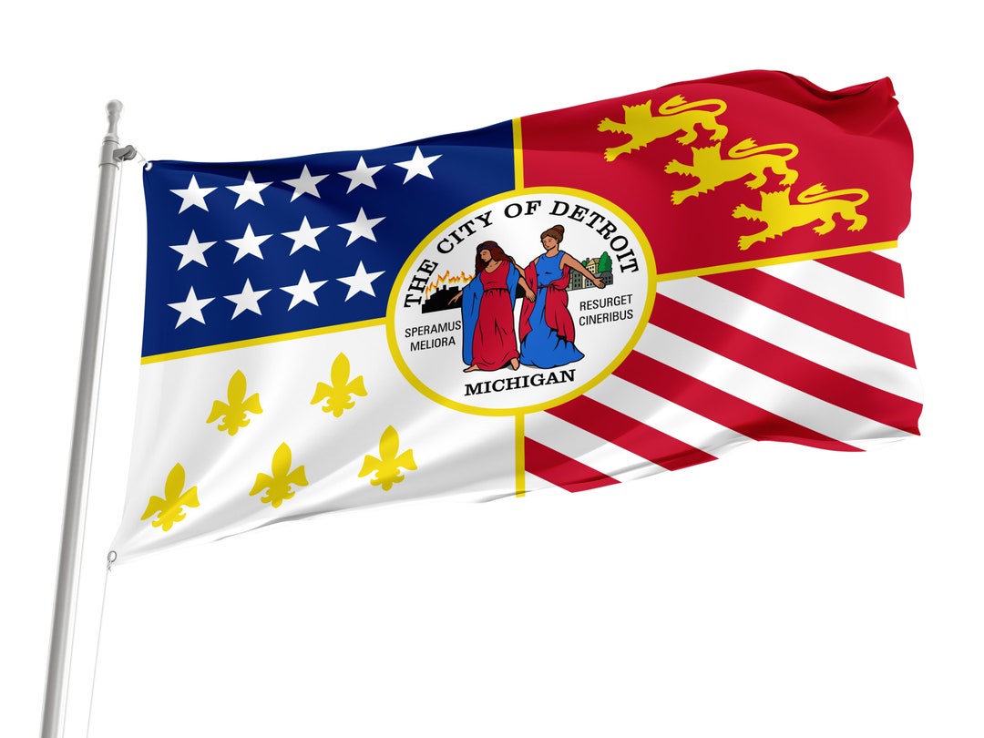 Detroit, Michigan Flag, Unique Design Print, Double Seams, Bright ...