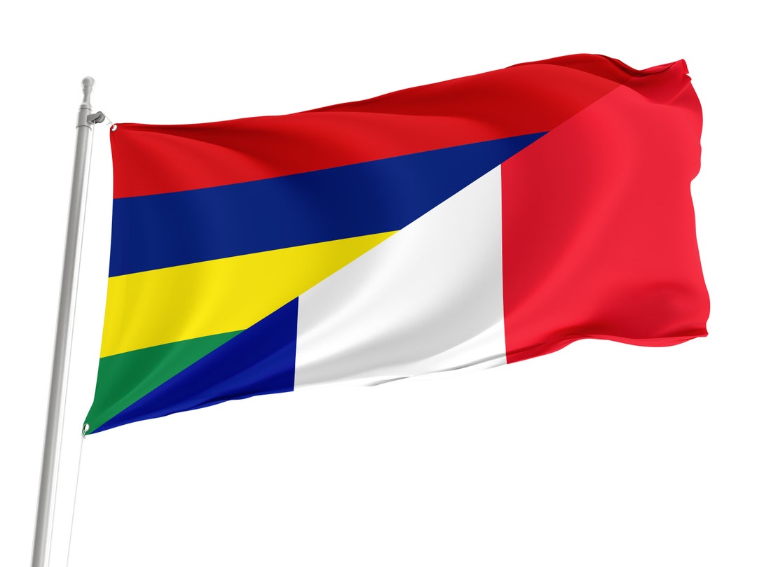 Flag of Mauritius and France With Brass Grommets, Unique Design Print ...