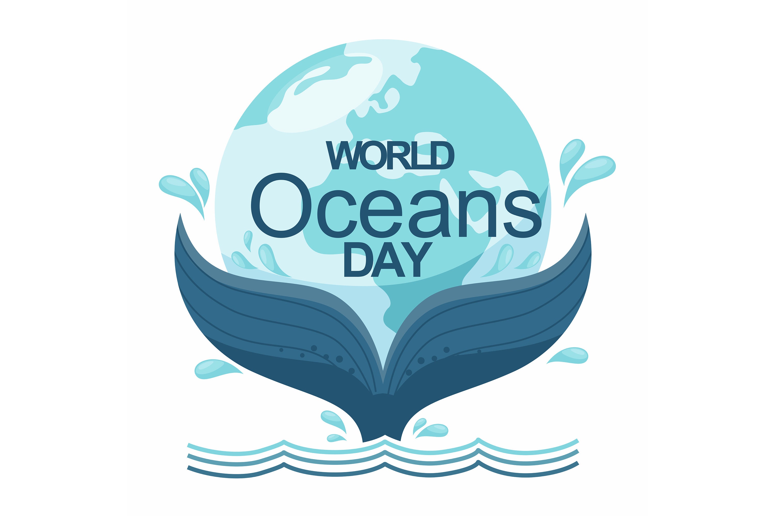 World Oceans Day With Whale Tail Flag With Brass Grommets, Unique ...