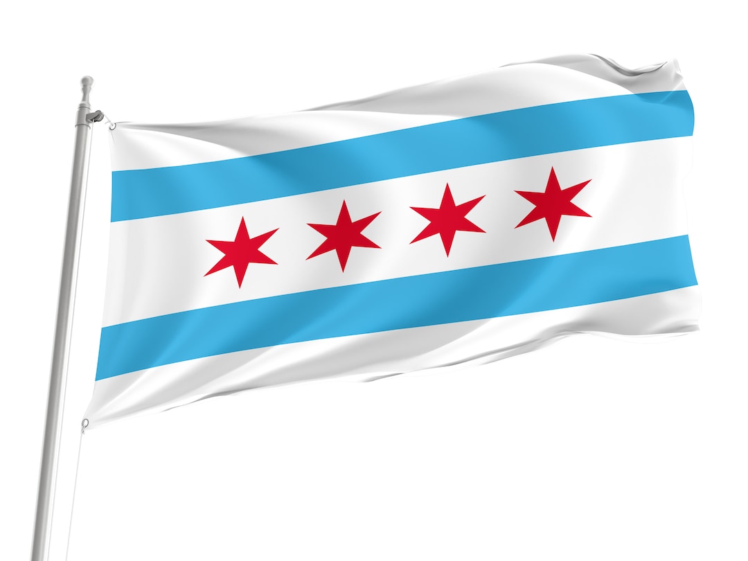 Chicago Flag, Unique Design Print, Double Seams, Bright Colours ...