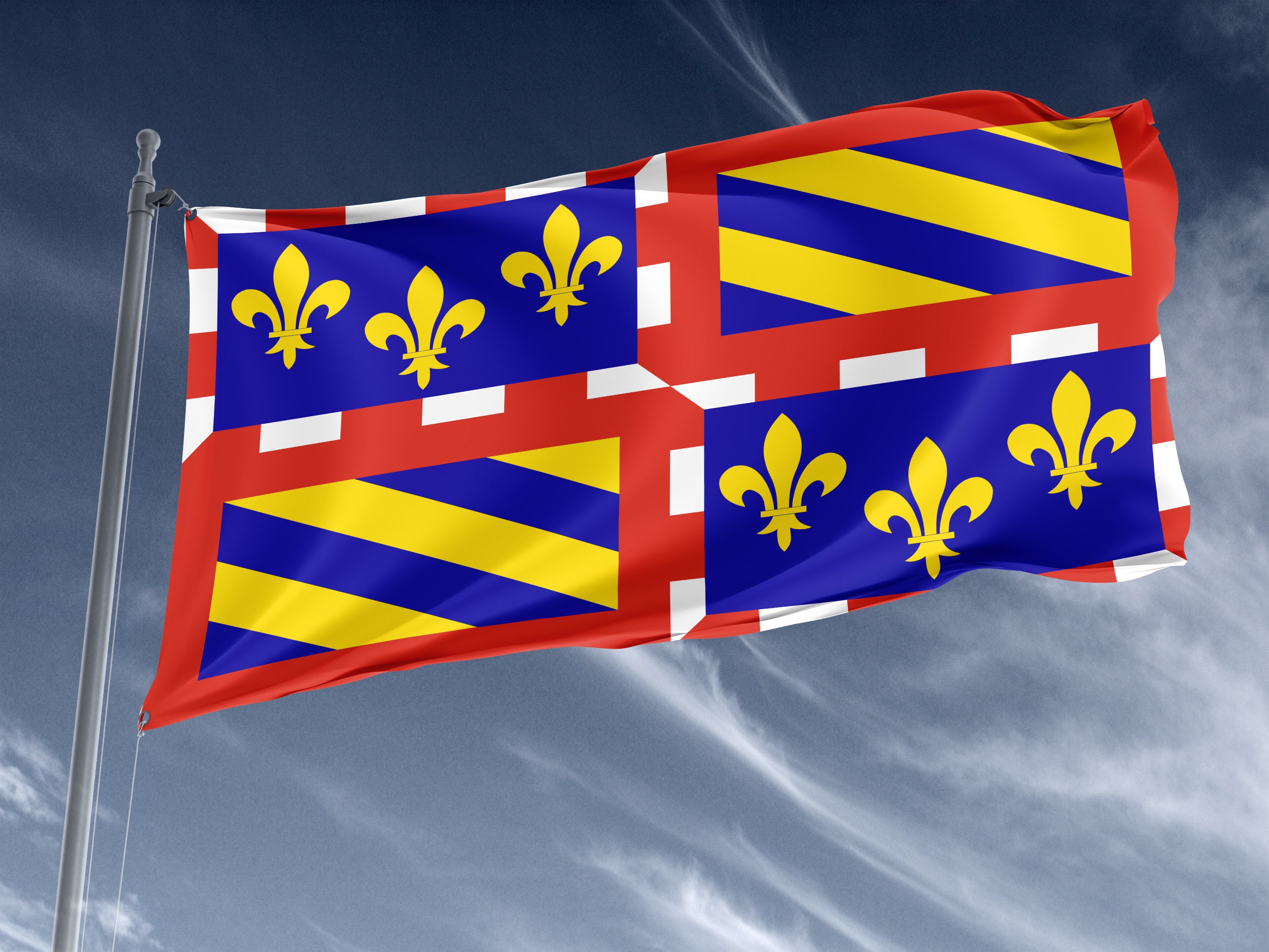 Flag of Burgundy With Brass Grommets, France, Unique Design Print ...