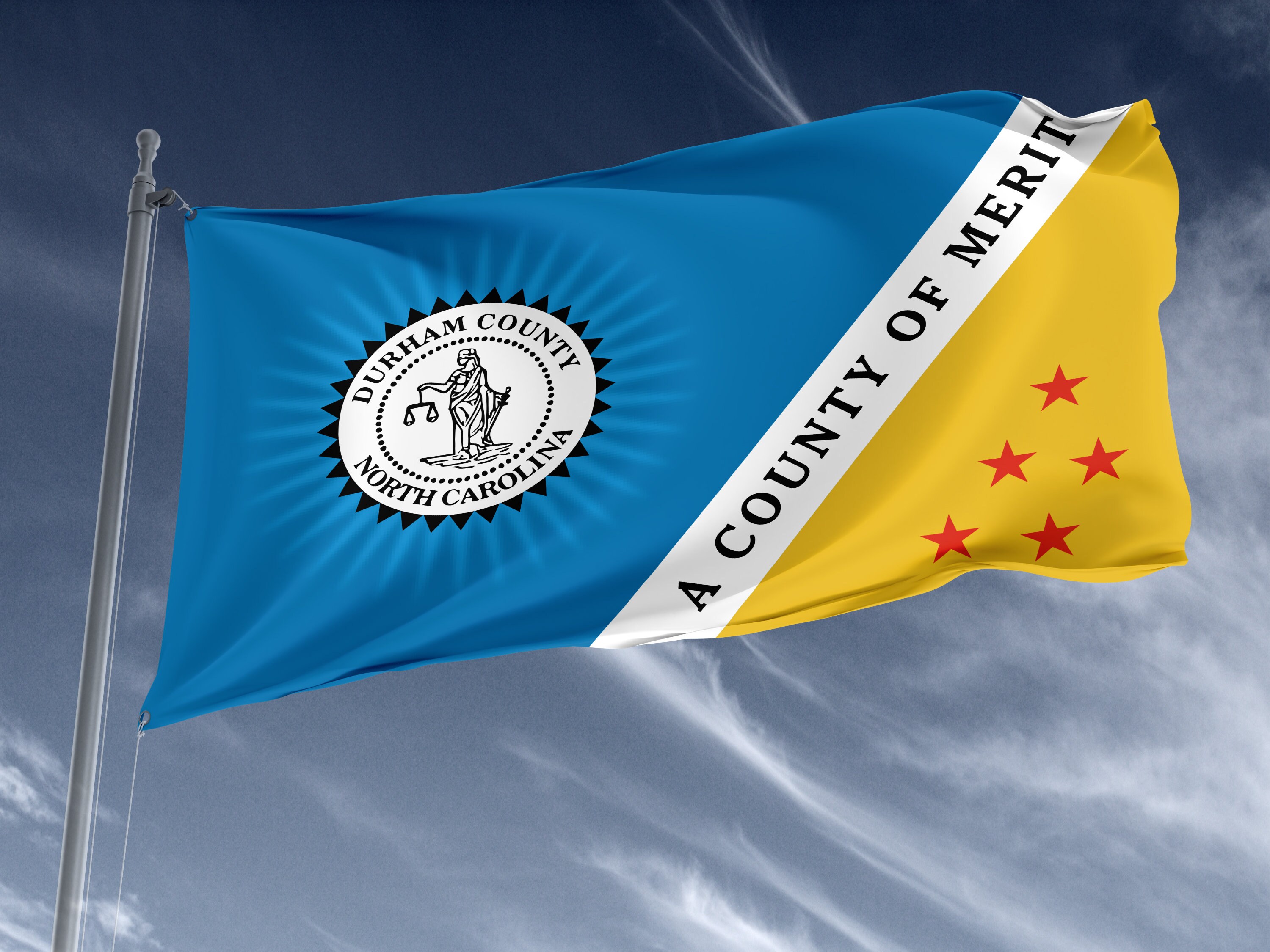 Durham County, North Carolina Flag, Unique Design Print, Double Seams ...
